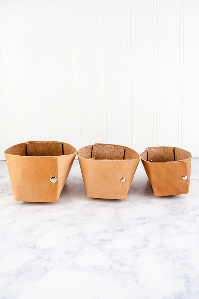 DIY Leather Catchall Organizer Bin - DIY in PDX